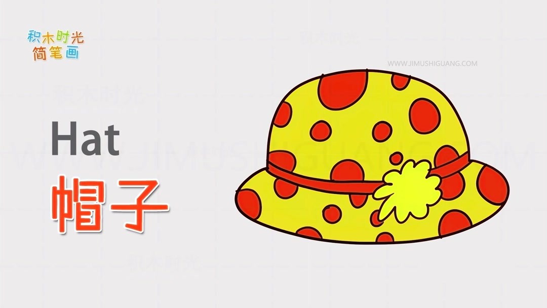 亲子英语简笔画,画卡通帽子简笔画,学画画同时学英语单词
