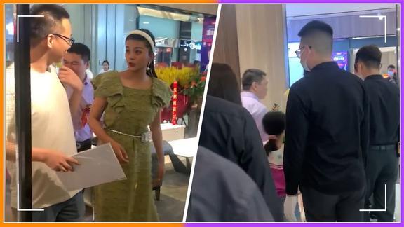谈莉娜现身家具城,随行保安排长队,网友:大牌都没这么多吧