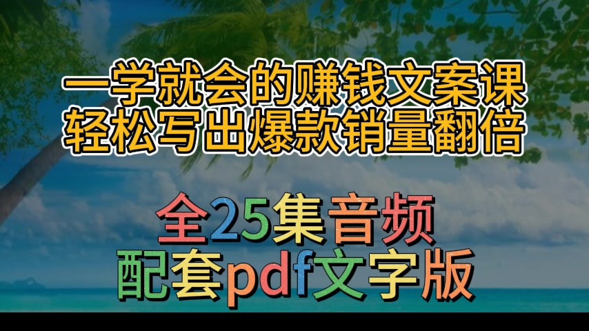 一学就会的赚钱文案课,轻松写出爆款销量翻倍 全25集配套25pdf文稿