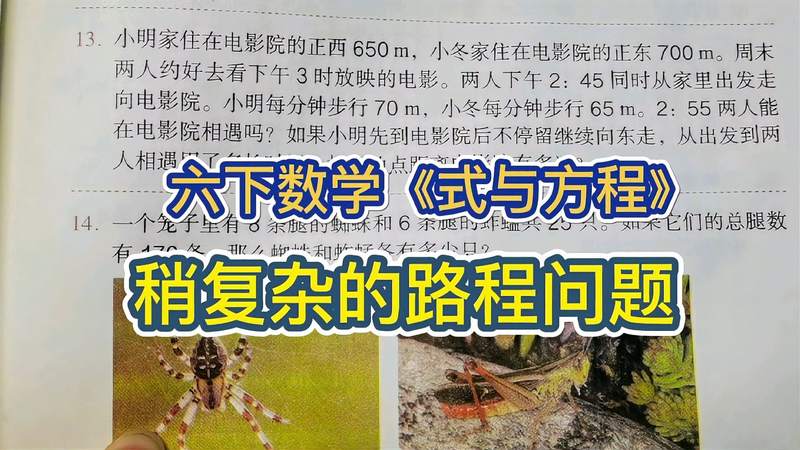 六下数学《式与方程》练习十六第83页第13题:稍复杂的路程问题