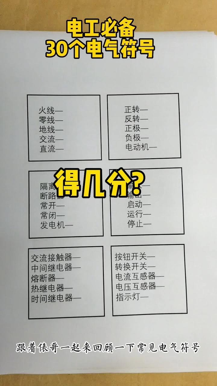 电工必备的30个电气符号,看看我错了几个,能得几分?#电工知识 #分享...