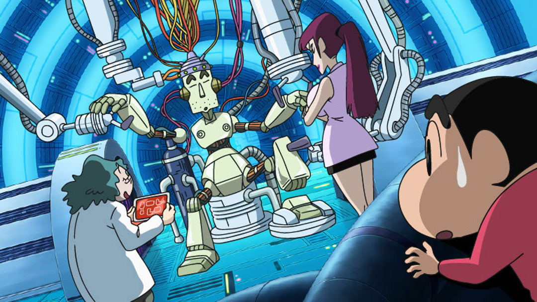 蜡笔小新,小新爸爸被美容院抓走,改造成机器人!