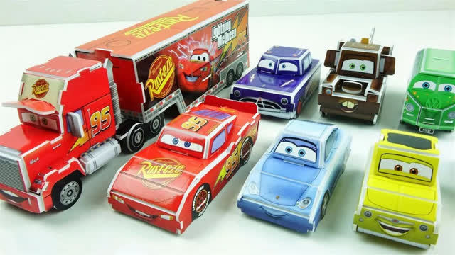 赛车总动员玩具3d立体折纸,手工拼接小汽车