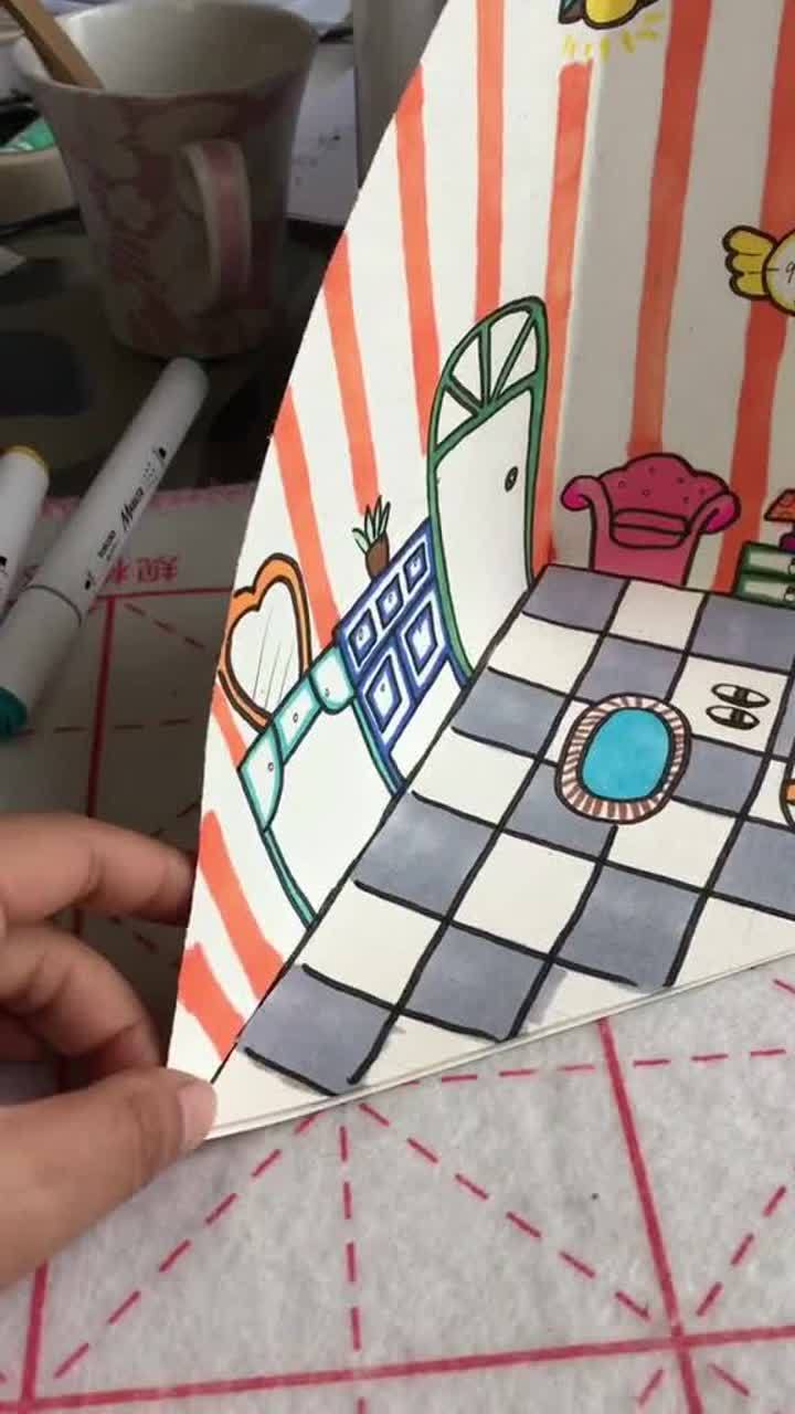 简笔画有喜欢制作立体小卧室的宝宝吗有教感谢观看!
