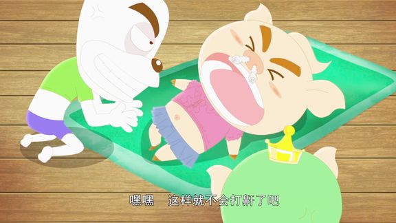 两只小猪之勇闯神秘岛:皮皮自告奋勇守夜,这呼噜打的,口水淌的