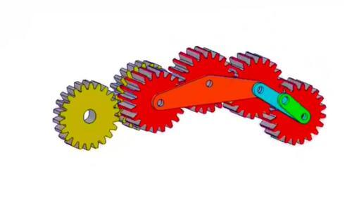 一个组合齿轮结构,可以模拟尾巴的运动!