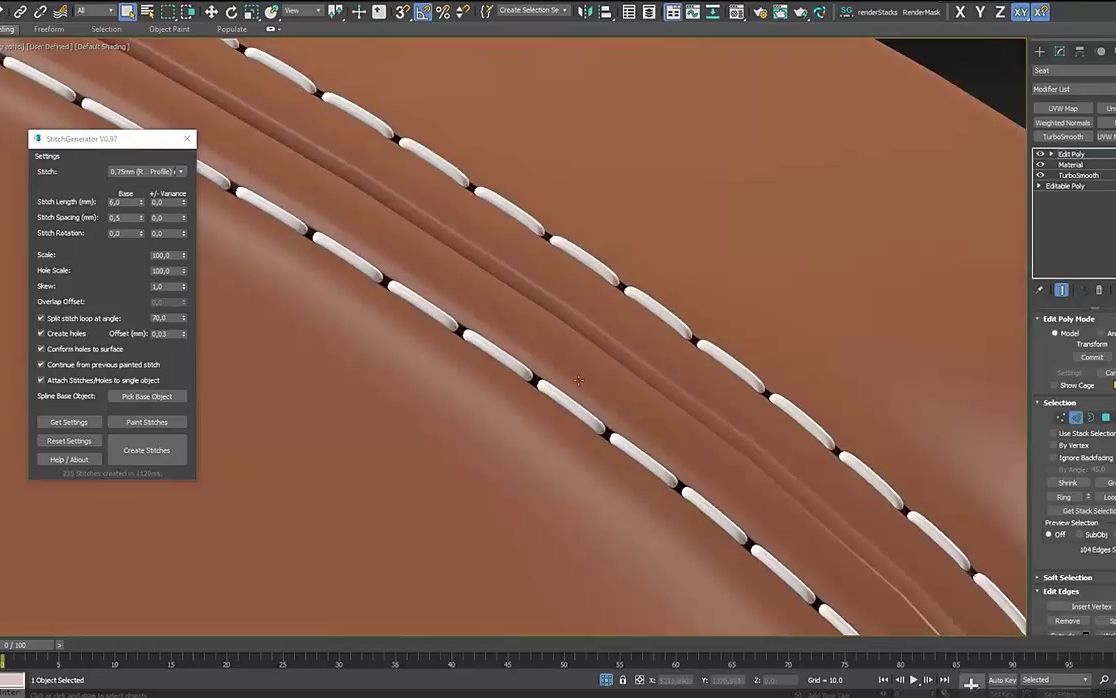 中文3dMax车缝线生成插件