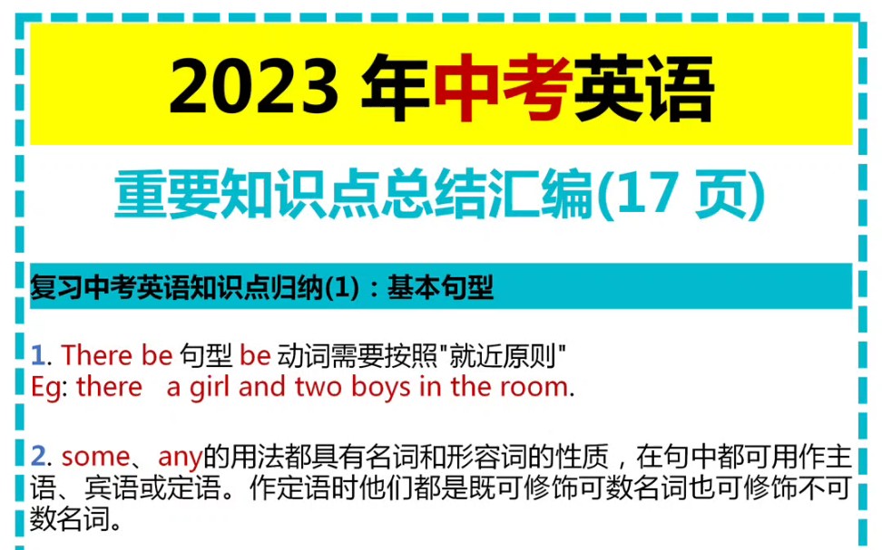 2023年中考英语重要知识点总结汇编