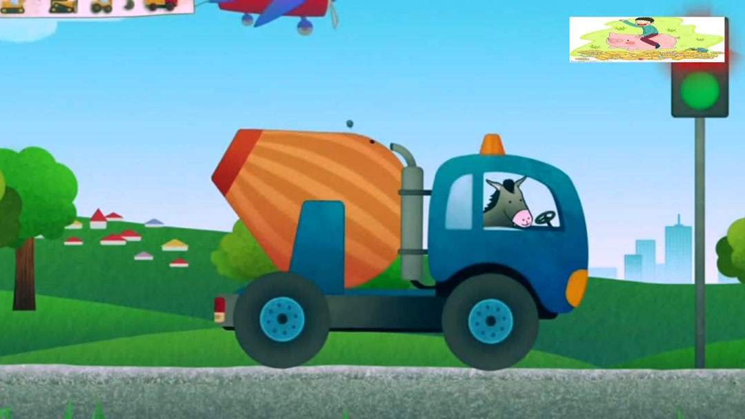 卡通动画工程车,学习不同的车辆