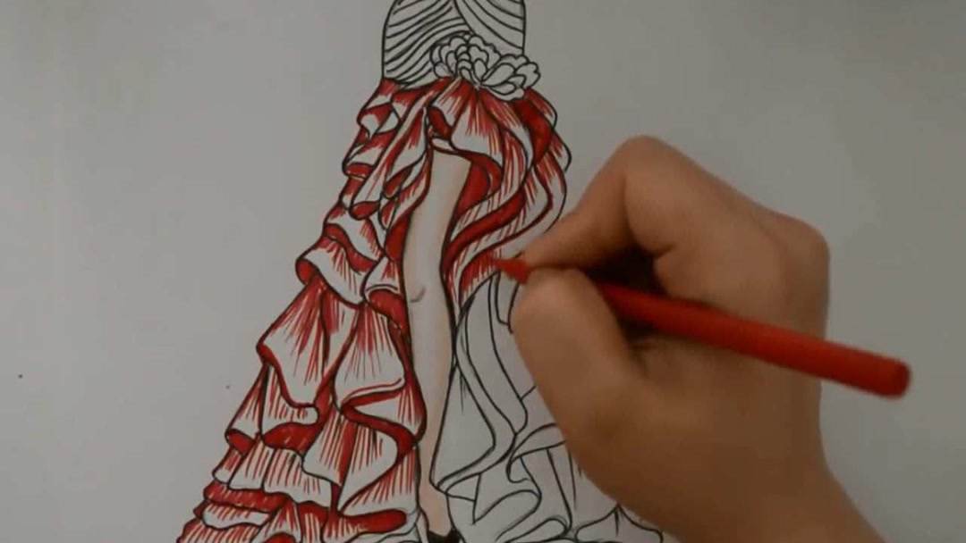 自学服装设计教程,彩铅手绘服装效果图!