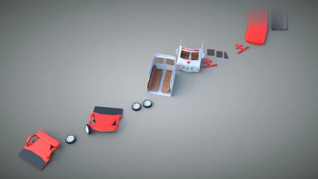 儿童益智组装救护车儿童卡通动画(1)