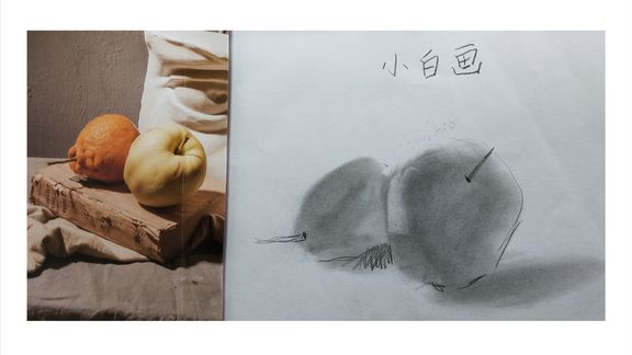 给地球上最可爱的小白改素描水果