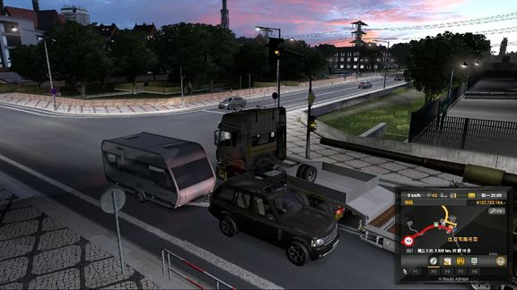 欧洲卡车模拟2,国产东风拉坦克,翻车了