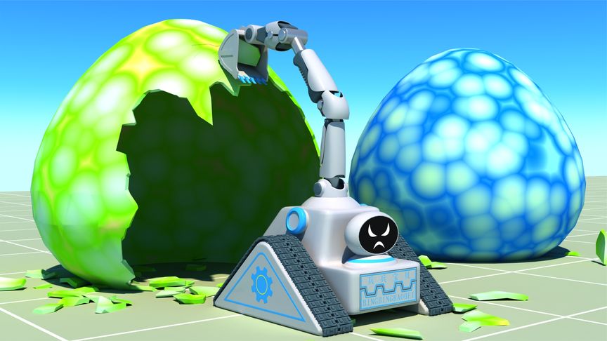 挖机蛋破碎 少儿益智趣味动画 工程车玩具动画片 儿童挖掘机视频