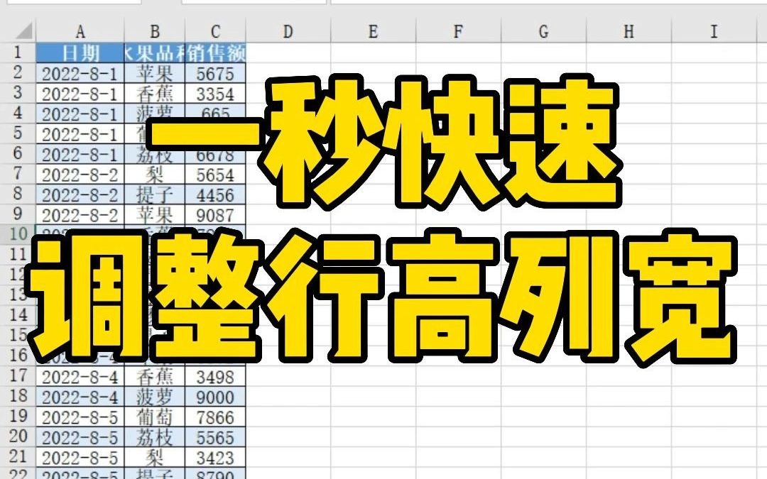 在Excel表中,教你一秒快速调整行高和列宽