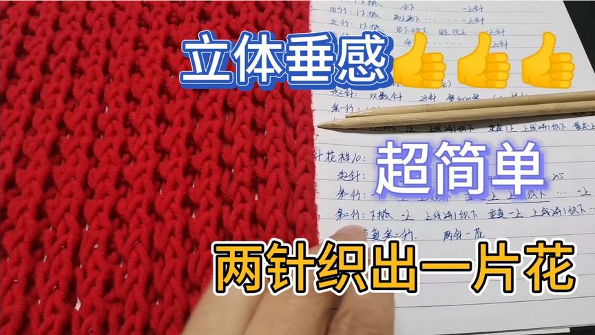 棒针编织花样10(2):好看实用 超立体超垂感 还简单 两针完成