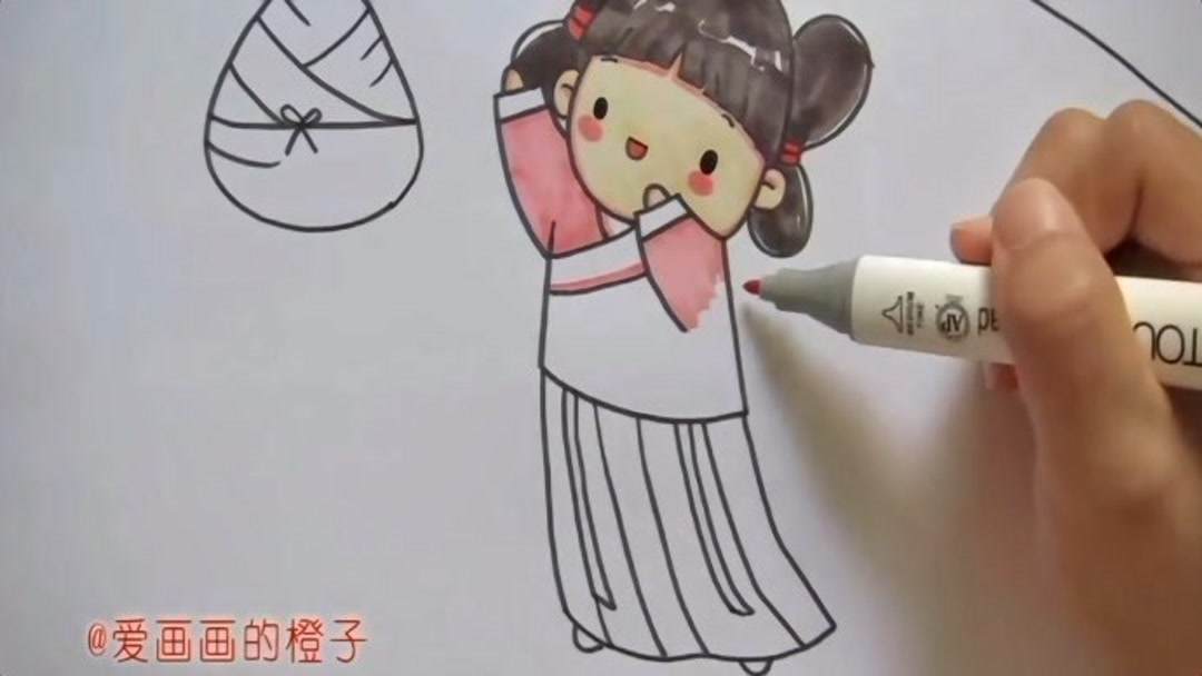 #简笔画# #端午# #汉服小姑娘# #.