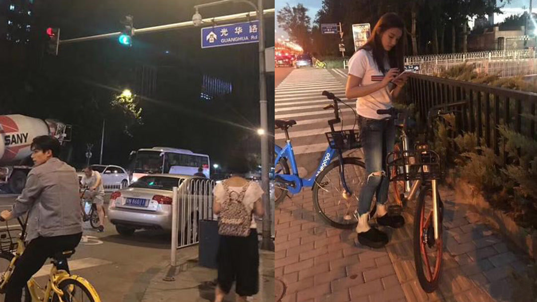 林允宋威龙微博有趣互动 堵车同骑共享单车