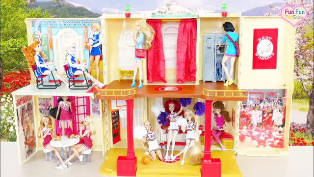 芭比学校娃娃屋拆箱组装精致教室设计