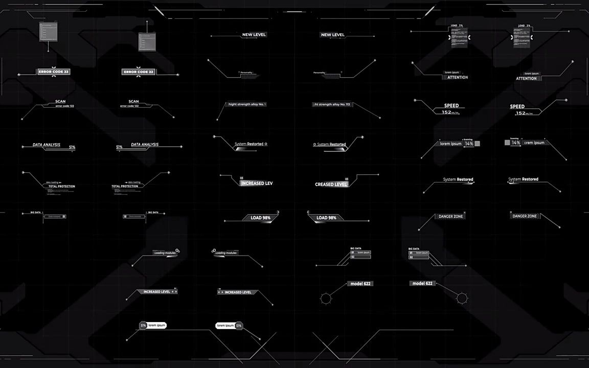 AE模板-46个科技感线条呼出文字文字标题介绍注释展示动画