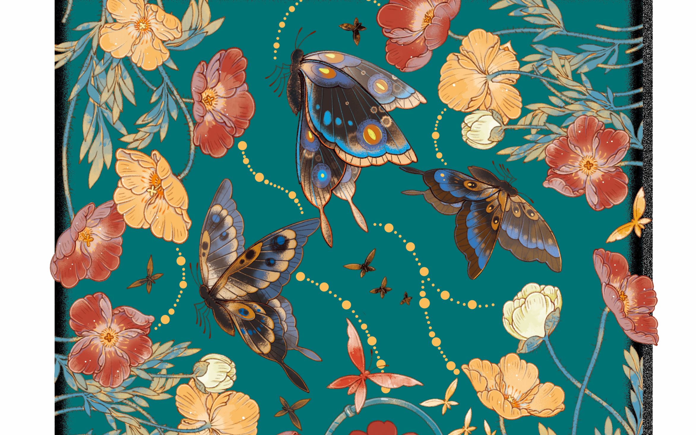 【花花蝴蝶】和纸胶带 绘画过程3之上色部分