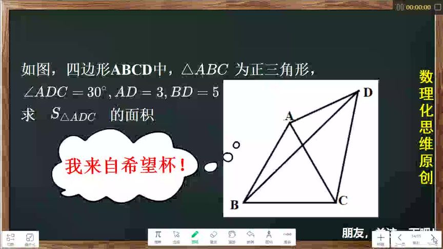 “希望杯”初中数学竞赛:三角形面积怎么求?构建手拉手模型!