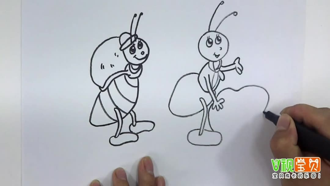 卡通画风景画 搬家的小蚂蚁简笔画