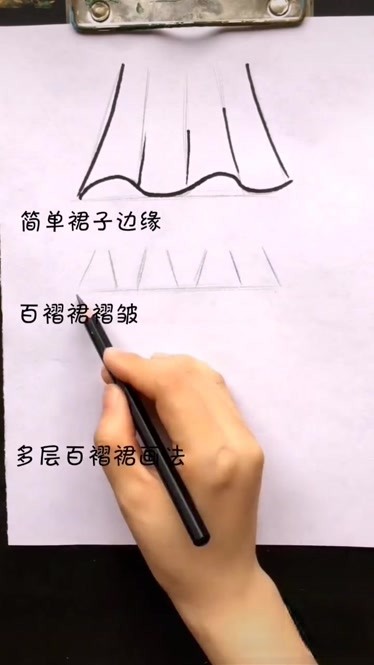 之前视频裙子的画法,点击链接有慢速完整版