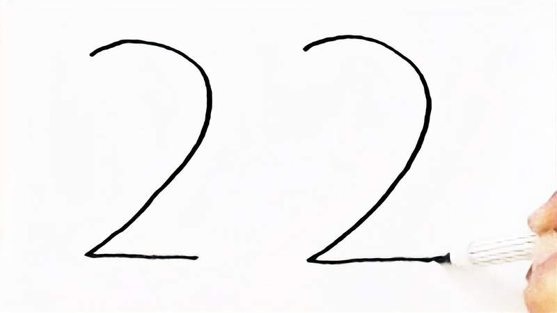 孩子一看就会画,简笔画创意教程:数字22变鲨鱼