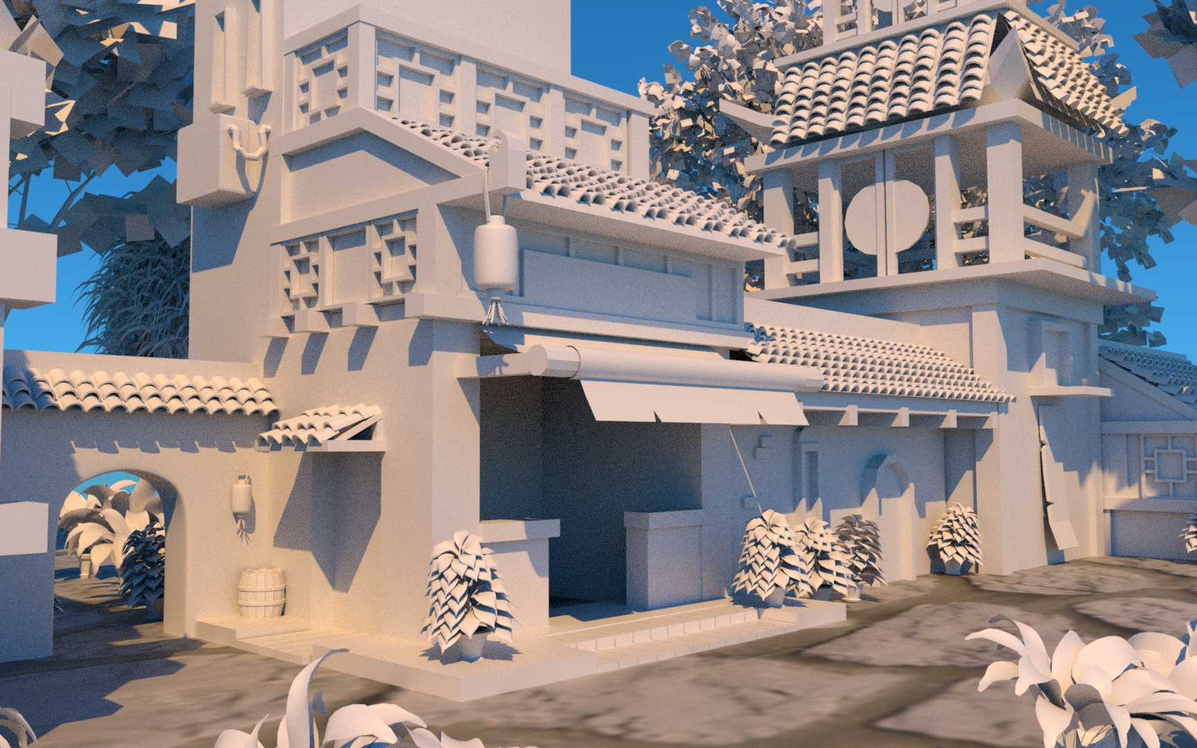 【Maya建模】国风场景模型制作,零基础场景建模案例视频教学