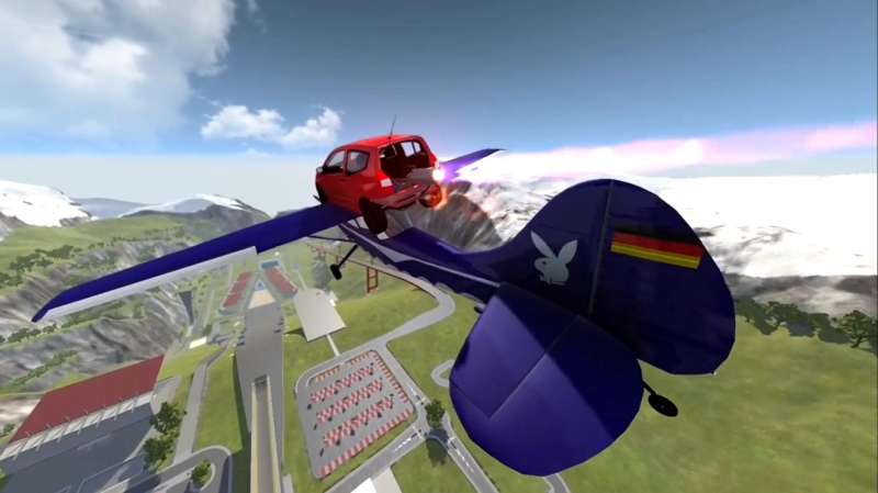 BeamNG:试图在飞机机翼上运输车辆发生碰撞,拟真车祸模拟游戏