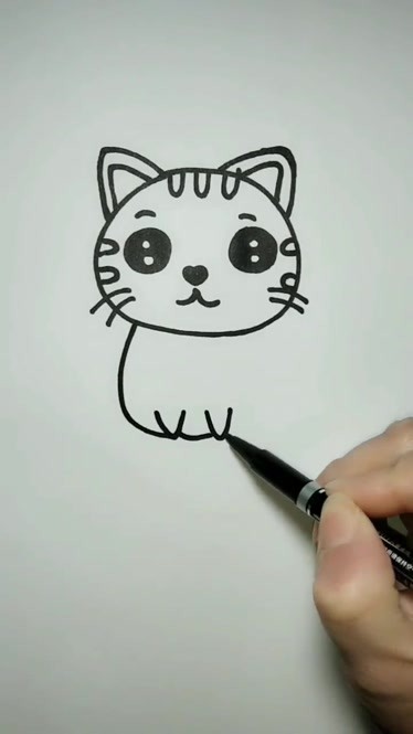 简单的亲子简笔画猫咪,宝宝们一学就会哦