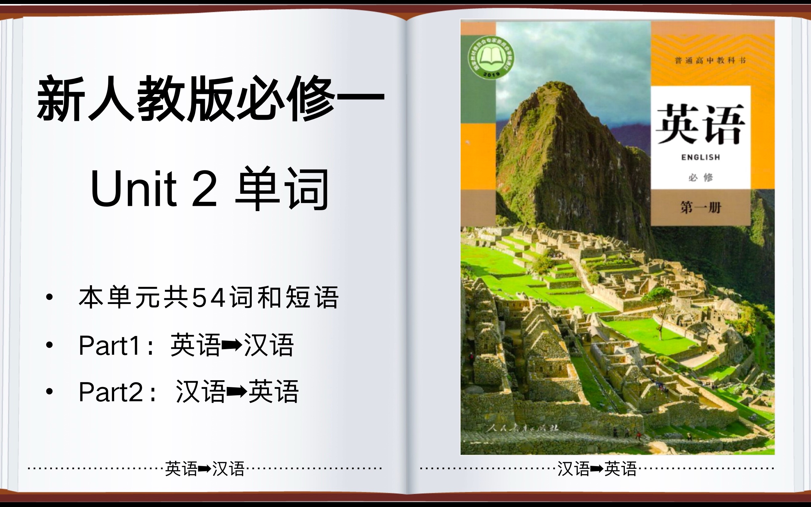 【每日单词打卡】新人教版高中英语单词双向背诵—必修一unit2