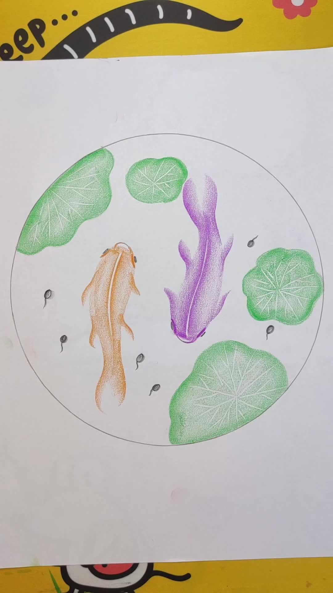 画荷塘里的鱼,你喜欢这种风格的画吗?期待在评论区留下你的想法