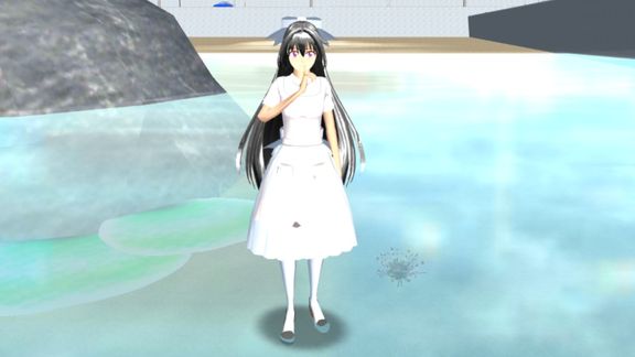 樱花校园模拟器,绛紫叫大家在水上走路。