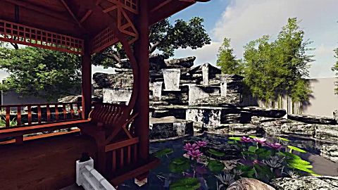 中式庭院原创设计动画,济南宜庭园林