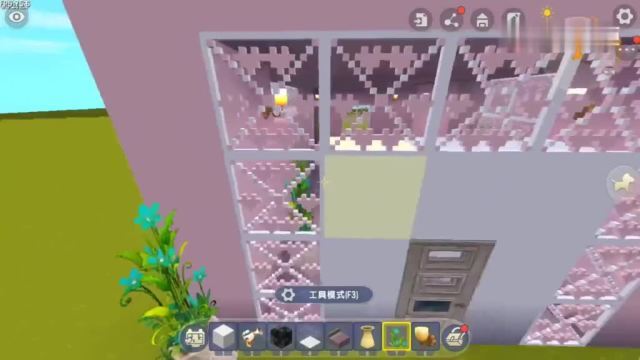迷你世界:"粉色小别墅"制作教程!满满...
