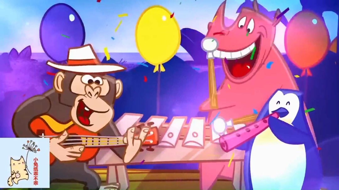 儿童游戏动画:汤姆猫和动物们聚会