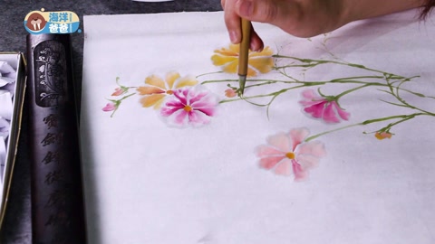 少儿国画系列《格桑花》画一画能带来幸福的花朵