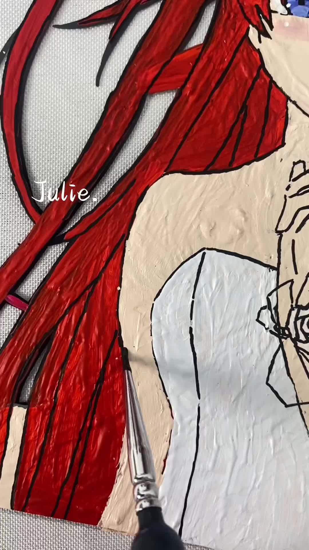 有点天使和魔鬼的感觉#绘画 #画画 #手绘#玻璃画