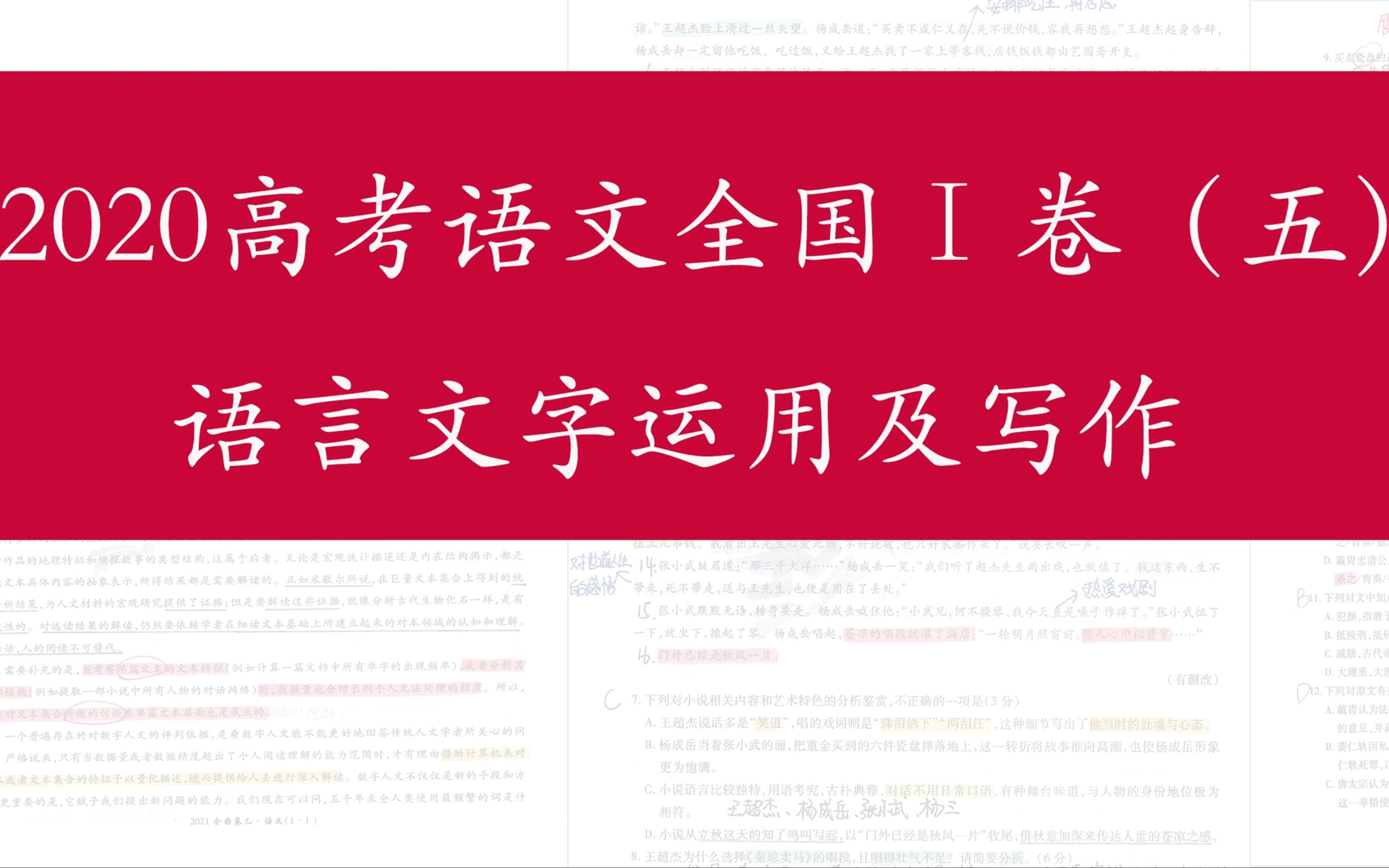 2020高考语文全国一卷 (五)语言文字运用及写作