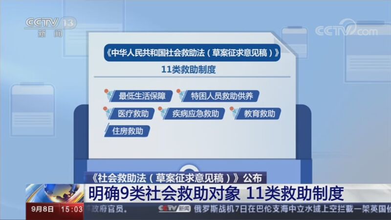 [新闻直播间]《社会救助法(草案征求意见稿)》公布 明确9类社会救助...