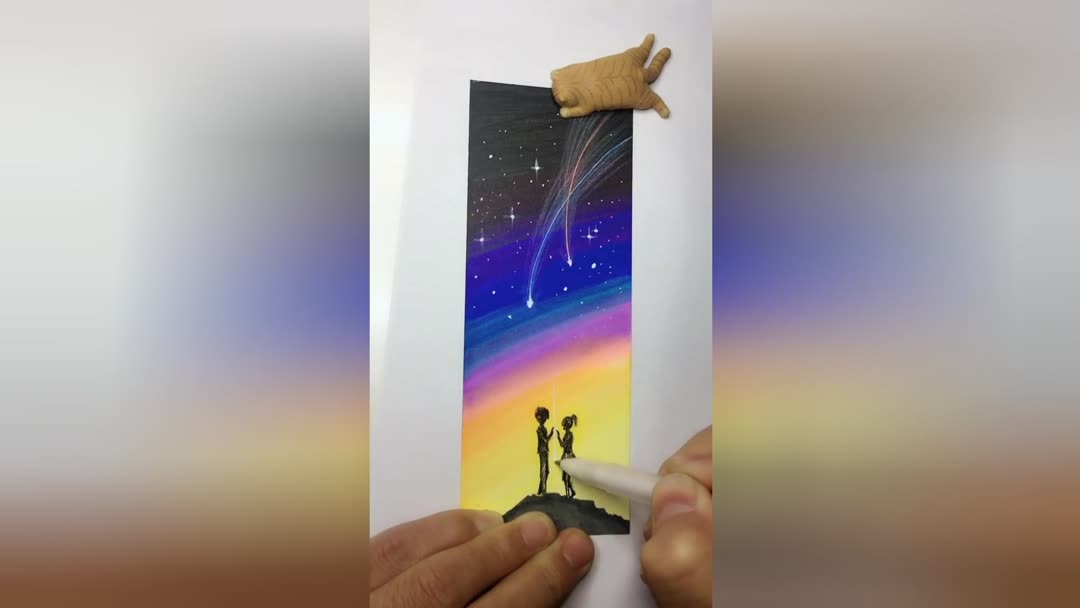 你的名字星空书签#画画 #手绘 #绘画教程 #星空画