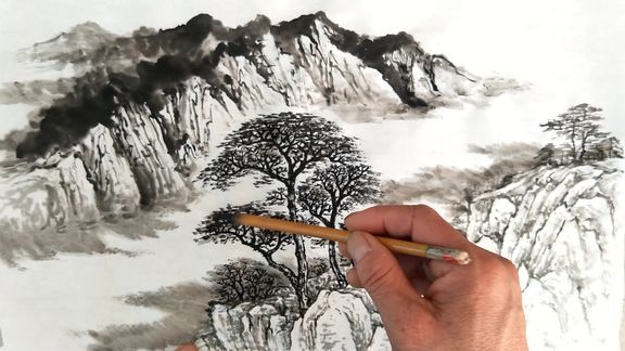 国画墨分六彩有哪些呢?老师:黑、白、浓、淡、干、湿六种效果