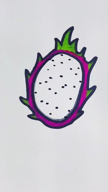 肠胃不好,已经吃了个把月火龙果了!绘画过程简笔画火龙果...