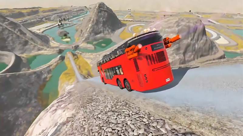 「车祸模拟器」各种车辆挑战大坡,直接冲下车毁人亡