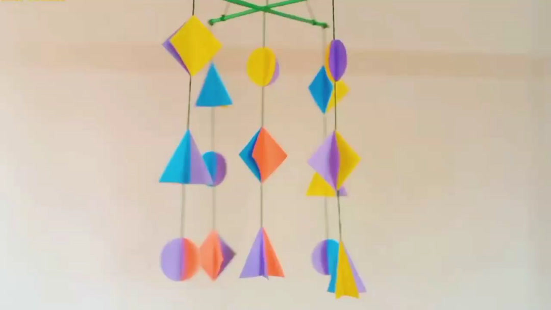 手工:简易漂亮的纸几何风铃挂饰