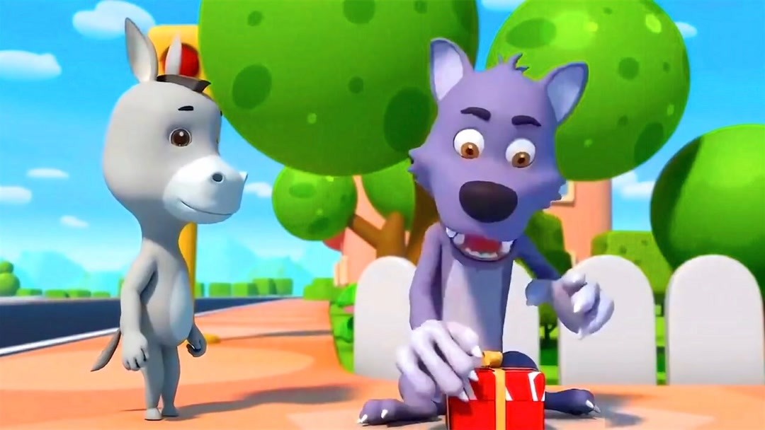 宝宝巴士动画第1季:可恶的大灰狼抢走驴先生的礼物!