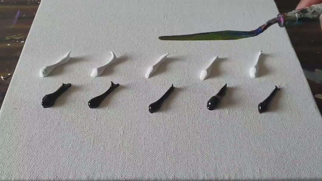 抽象绘画教学示范，简单黑白颜料绘制精美风景画，一起来见识下！