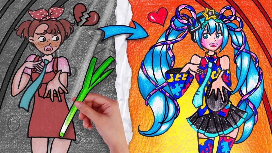 趣味定格动画:小美挑战不同风格,摇身一变成了初音未来!